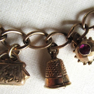 Victorian Rolled Gold Charm Bracelet and 10 Charms Etched Decoration 8 ...