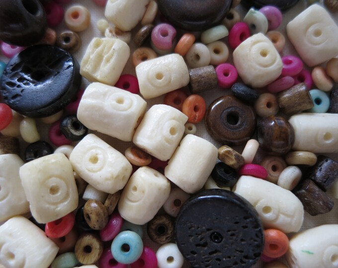 1000 X Mixed Bovine Bone Beads Selection Crafts Jewellery Making ...