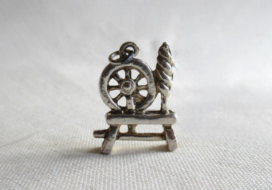 Vintage 60's Sterling Silver Spinning Wheel Charm for Charm Bracelet ...