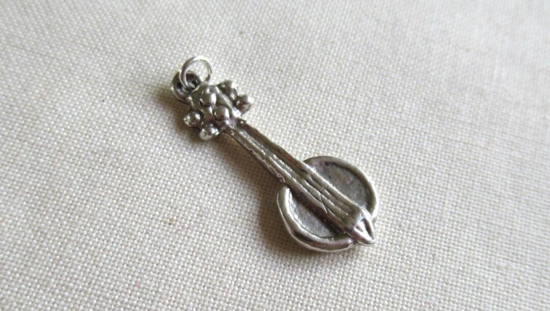 Vintage 60's Sterling Silver Banjo Guitar Charm Musical Instrument 925 ...