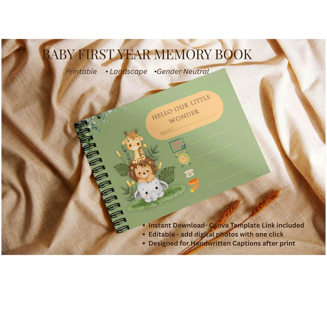 Baby Memory Book Canva Template | Photo-only Editable Scrapbook ...