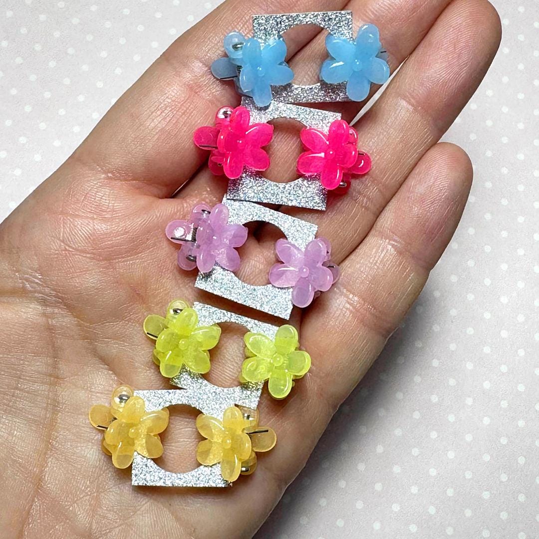 Colourful Small 1.4 Cm Flower Clamp Claw Hair Clips for BJD Doll Pullip ...