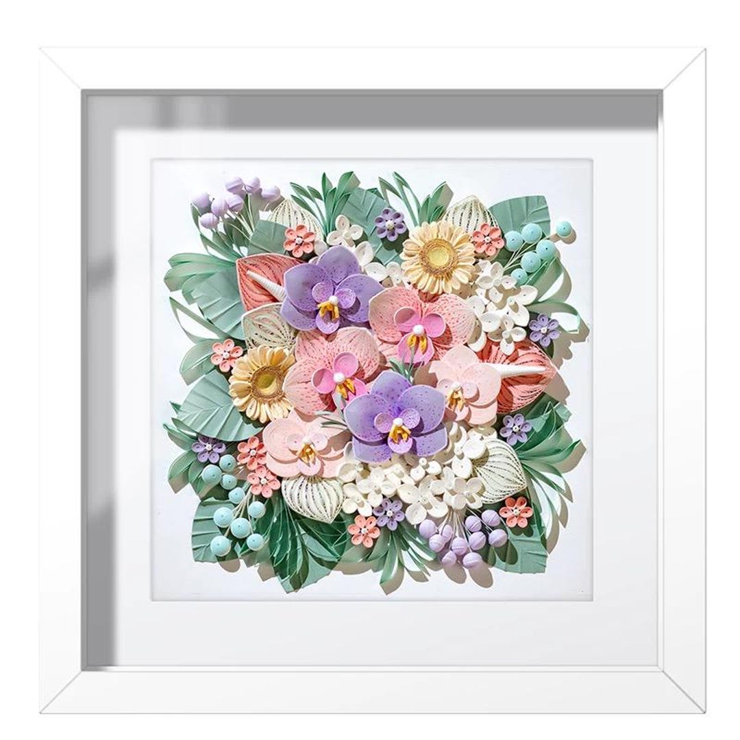 3D Paper Flower Wall Art Handmade Botanical Home Decor With Frame ...