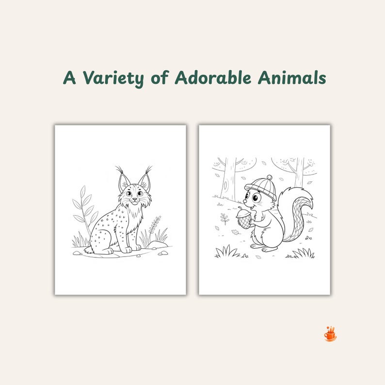 Wild Animals Coloring Pages for Kids – 28 Page PDF (instant Download ...