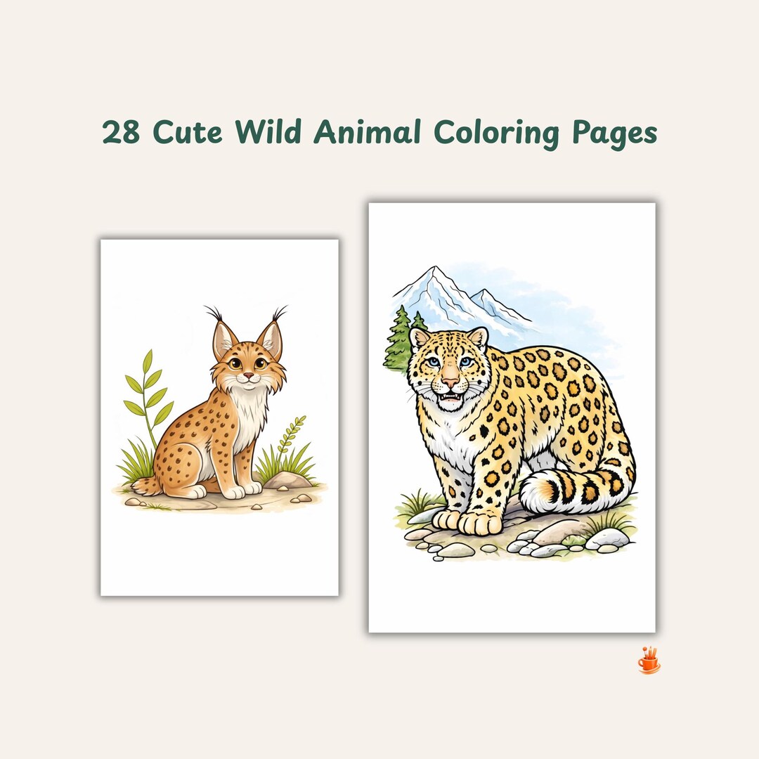Wild Animals Coloring Pages for Kids – 28 Page PDF (instant Download ...