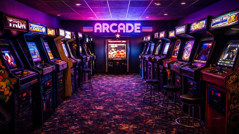 80s Neon Arcade Wallpaper Pack – Retro Gaming Desktop Backgrounds ...