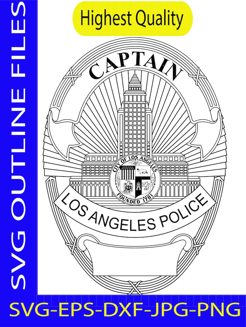 Los Angeles Captain Badge Svg File - Etsy