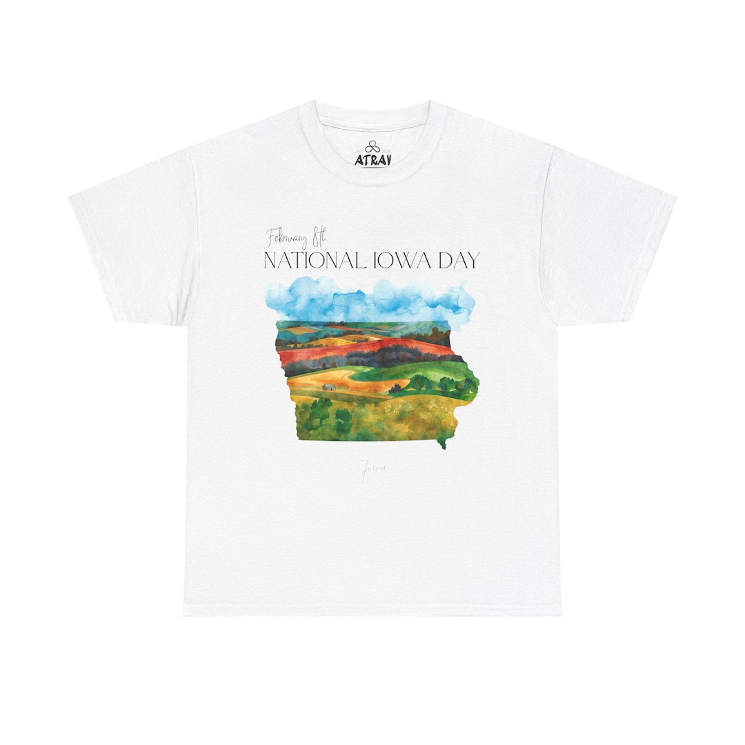 National Iowa Day Watercolor Landscape T-shirt | Iowa State Map Art - Etsy