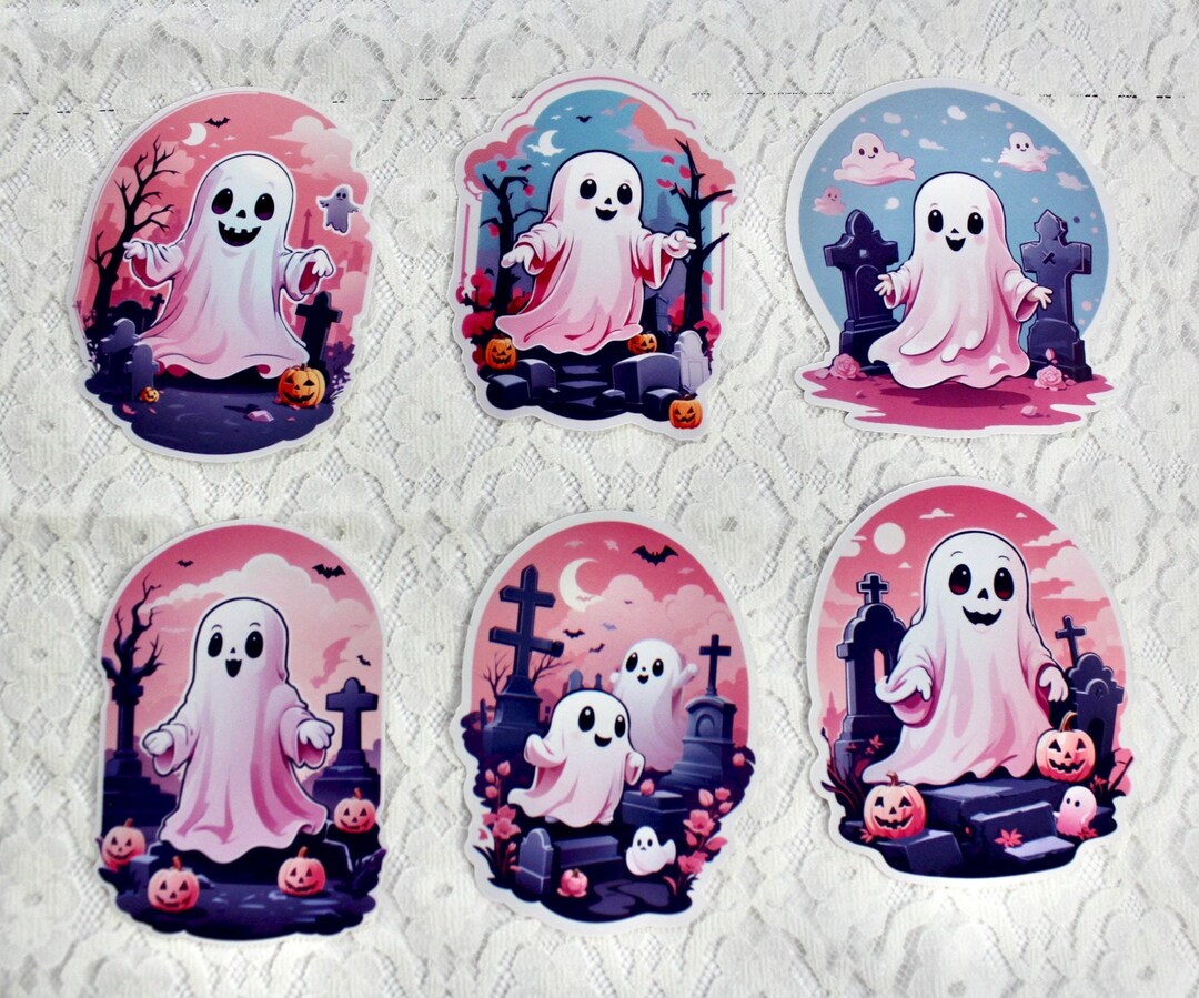 Pink Halloween Sticker Pack, Water Resistant Vinyl Stickers, Cute ...