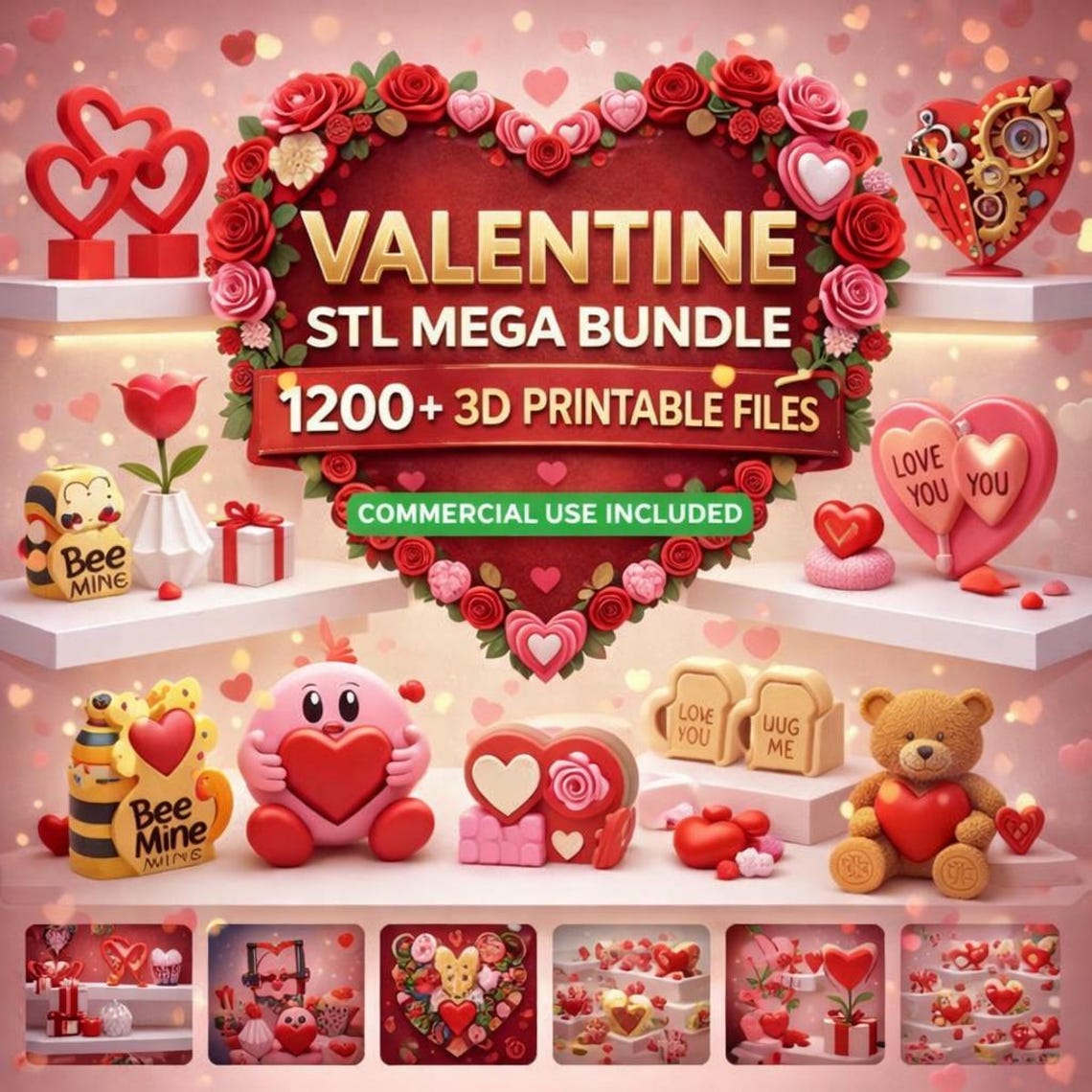 1200+ Valentine STL Bundle – 3D Print Hearts, Love-themed 3D Models ...