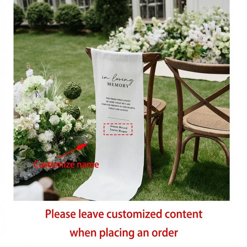 Memorial Wedding Chair Sign, in Loving Memory Banner, Rustic Ceremony ...
