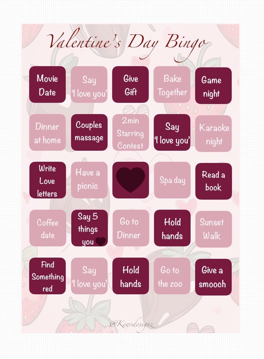Digital Bingo Valentine’s Day Printable Card. - Etsy
