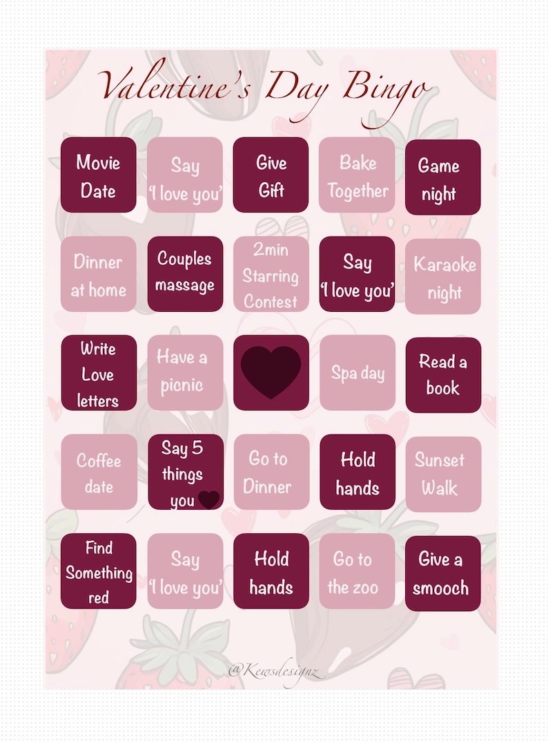 Digital Bingo Valentine’s Day Printable Card. - Etsy