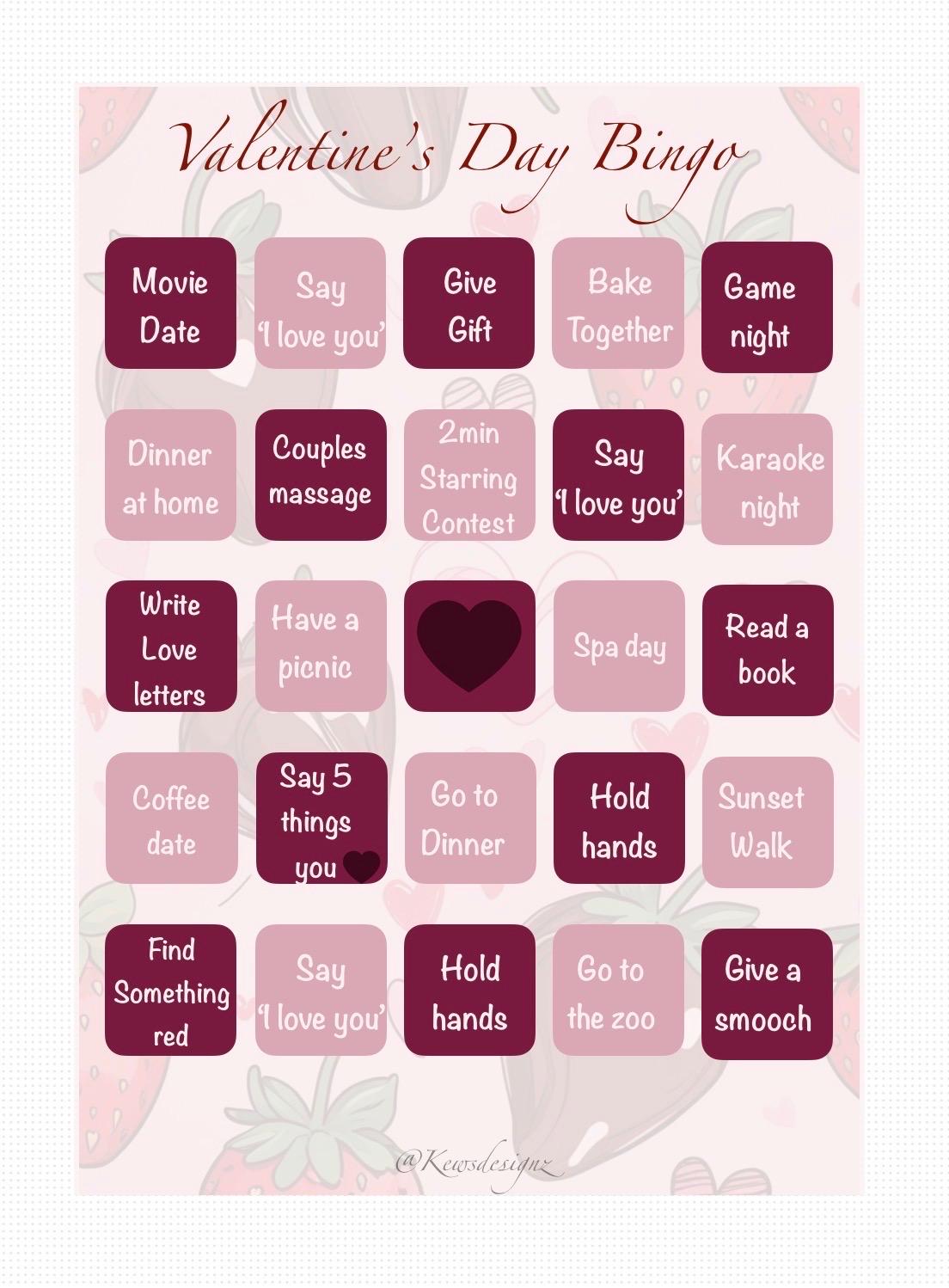 Digital Bingo Valentine’s Day Printable Card. - Etsy