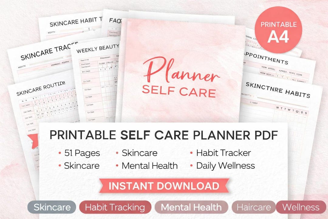 Self Care Planner Printable | Wellness Journal, Habit Tracker (A4 PDF ...