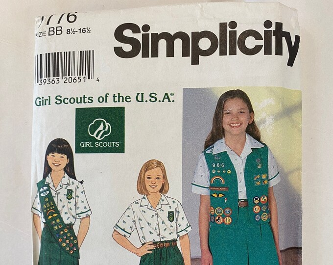 90s Simplicity Junior Girl Scout Uniform Sewing Pattern, Size 8.5 - 16. ...