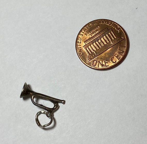 Trumpet Charm, Silver Antique Charm For Musicians - Gem