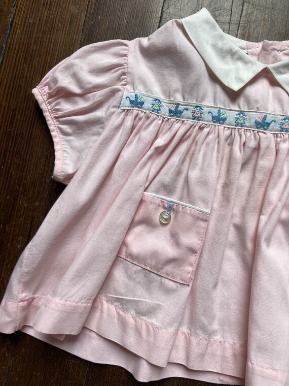 1960s "Toddle Tyke" Light Pink and Blue Collared Dres… - Gem
