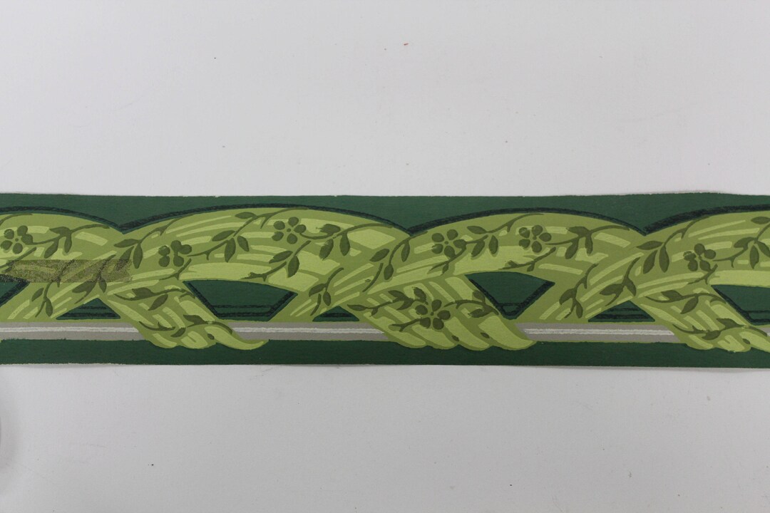 Vintage Green Vine Paper Border, New Old Stock Wall Paper, Woven Vine ...