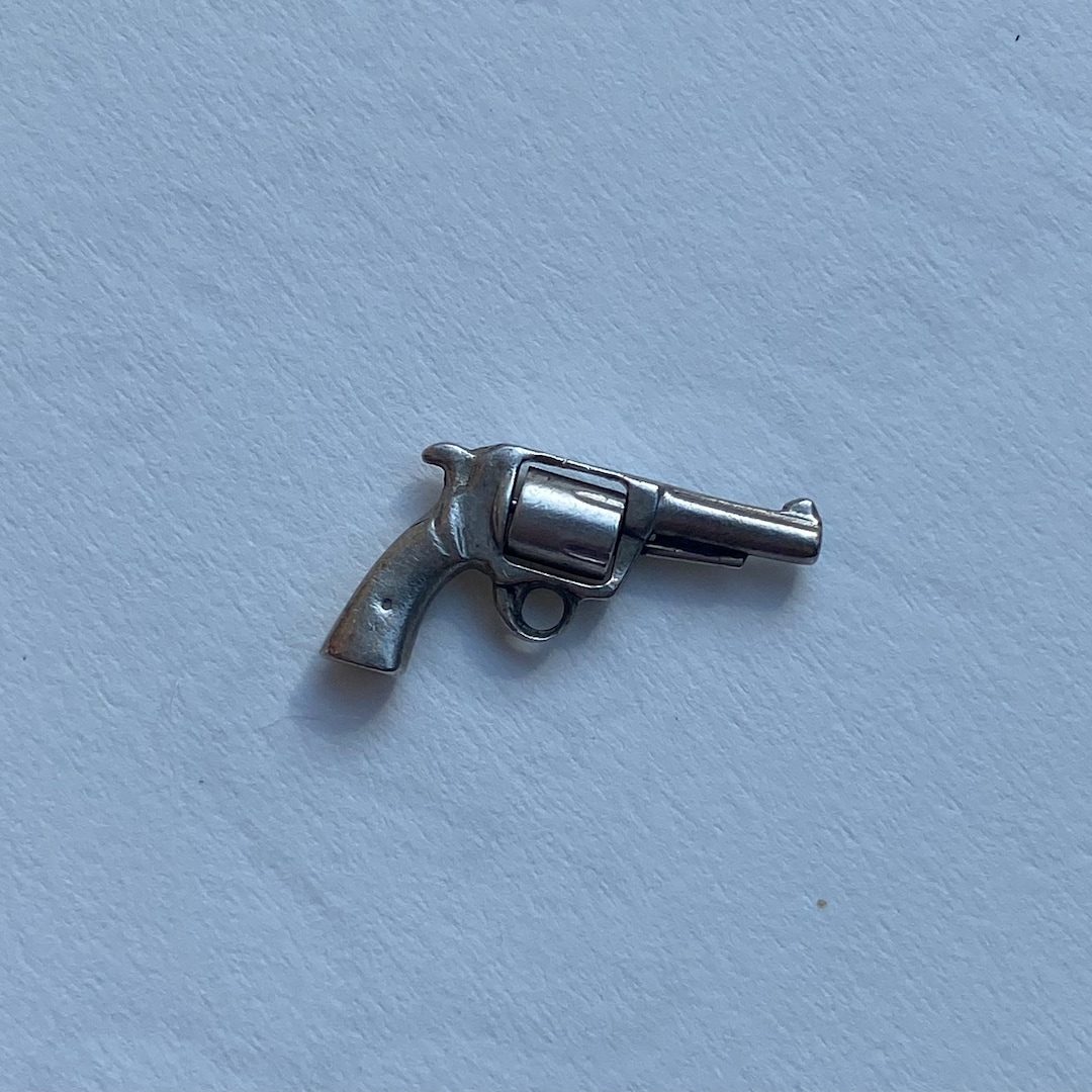 Silver Revolver Charm, Antique Gun Charm - Etsy
