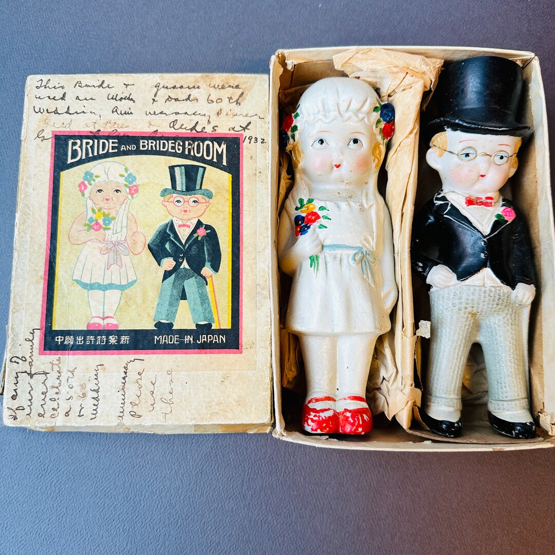 1930s Idoz Bisque Bride and Groom Dolls, Antique Dolls in Original Box ...