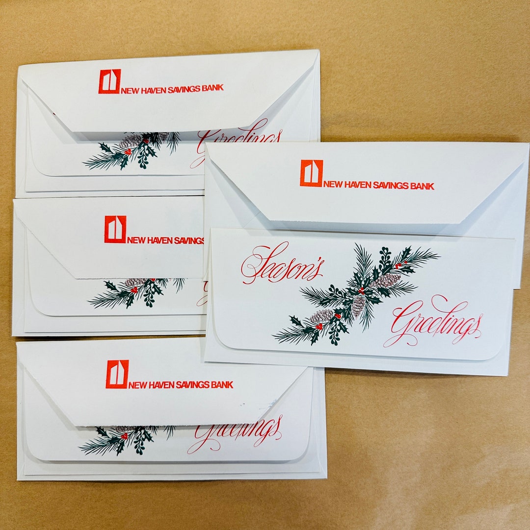 Set 4 New Haven Savings Bank Holiday Cash Gift Envelopes, Bank Gift ...