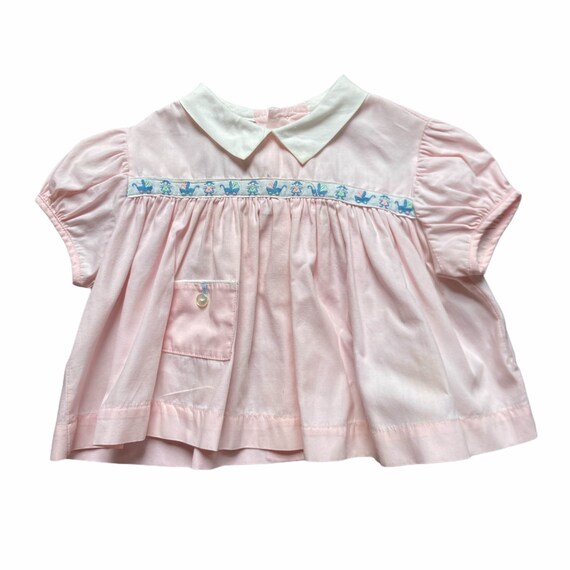 1960s "Toddle Tyke" Light Pink and Blue Collared Dres… - Gem