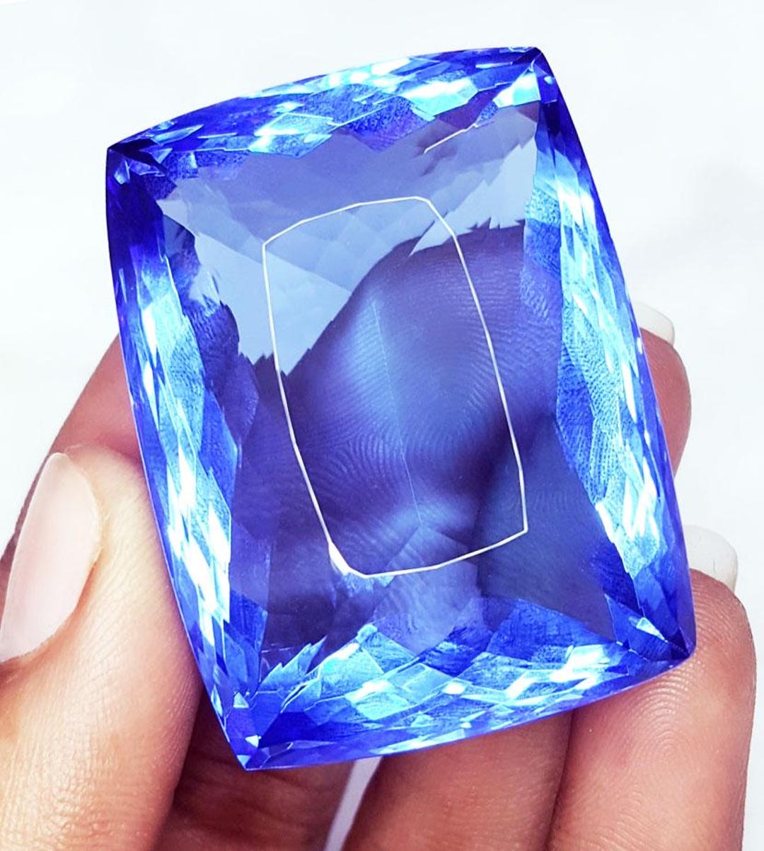 240+ Ct Blue Topaz Transparent Huge Size Loose Gemstone Cushion Cut ...