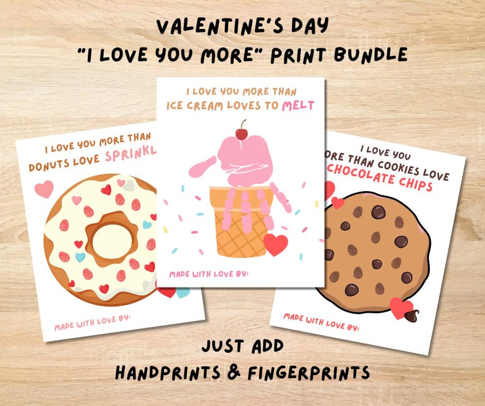 Ice Cream Handprint Valentine's Day Kids Craft, Personalized Art ...