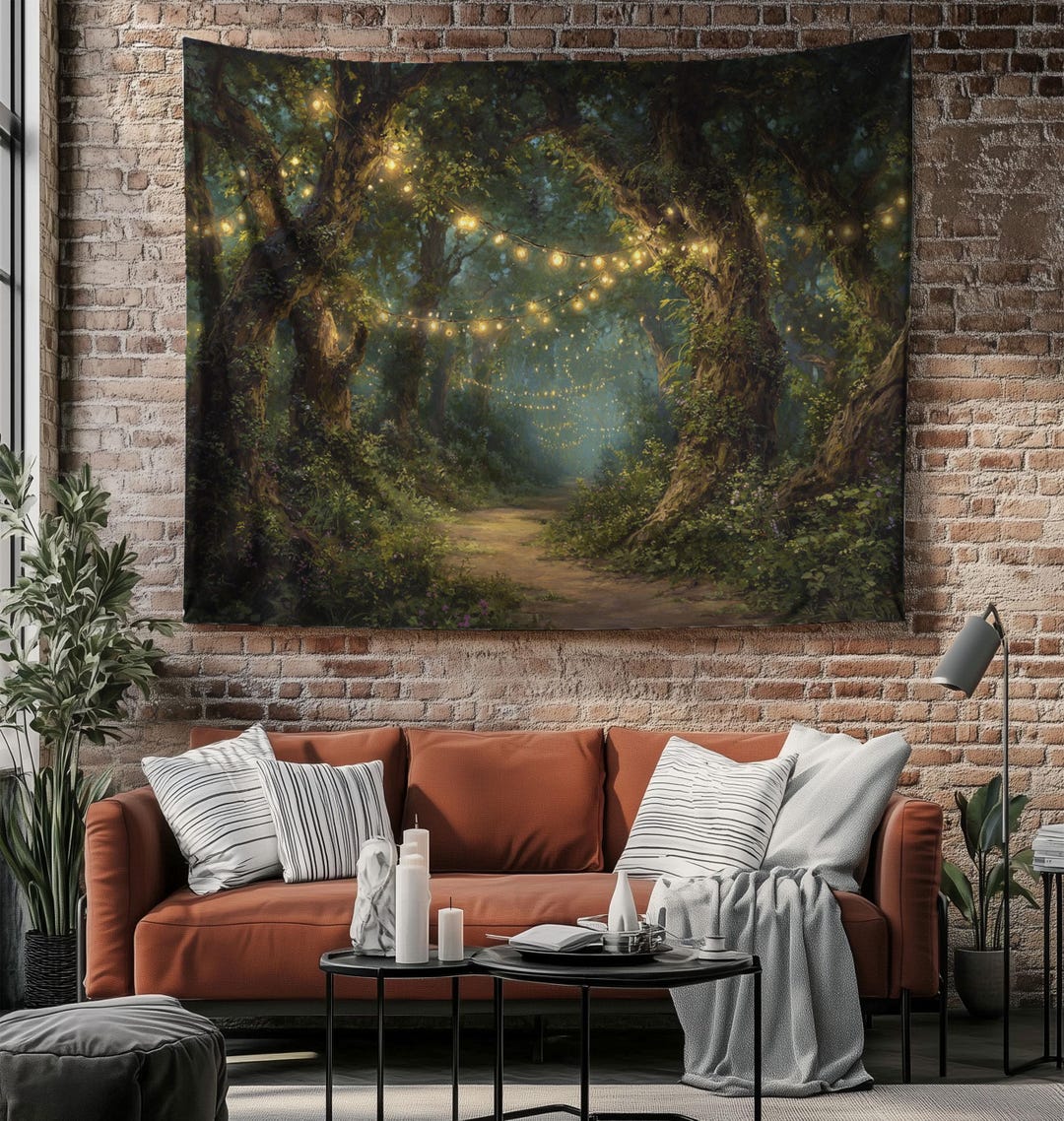 Enchanted Forest Tapestry, Magical Woods Path Wall Hanging, Fairy ...