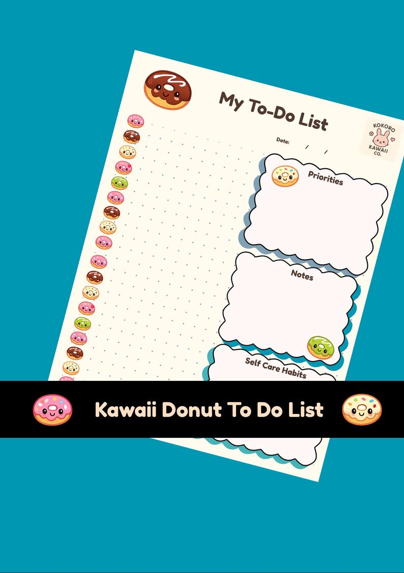 Kawaii Donut To-do List | Printable Planner Page (digital Download A4 ...