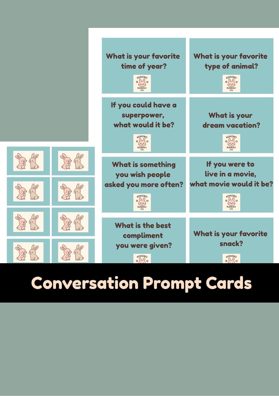 48 Printable Icebreaker Questions | Bunny Decorated Conversation ...