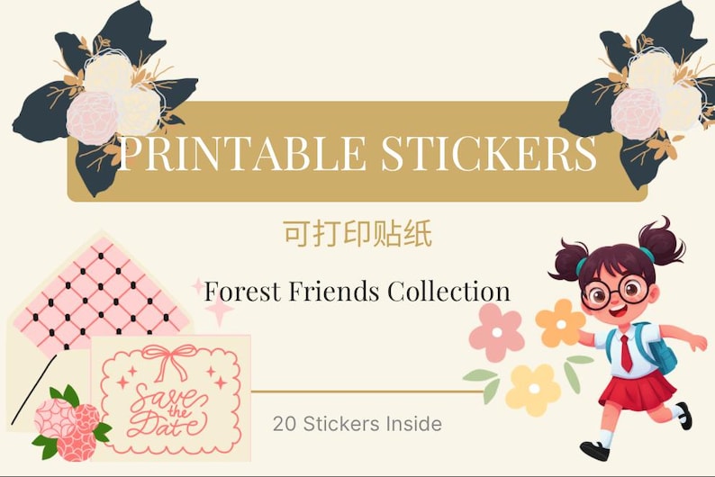 Forest Friends Printable Stickers, School Planner Stationery (digital ...