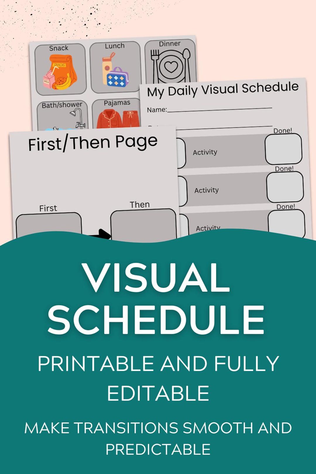 Kids Daily Visual Schedule | Routine Chart, Cards, First/then Chart ...