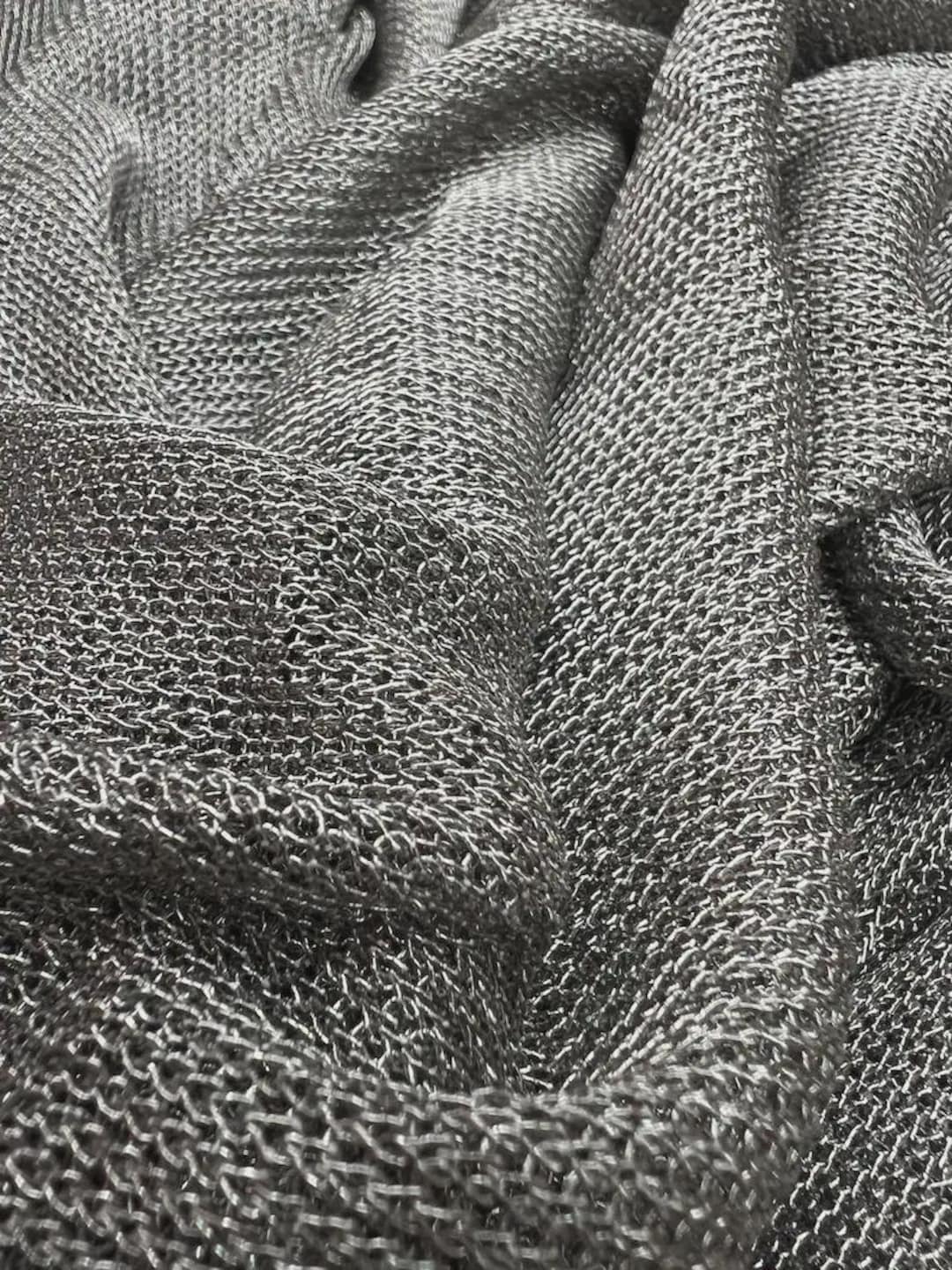 Stretch Metallic Silver Mesh Chainmail Fabric, Sheer 2-way Stretch, 60 ...