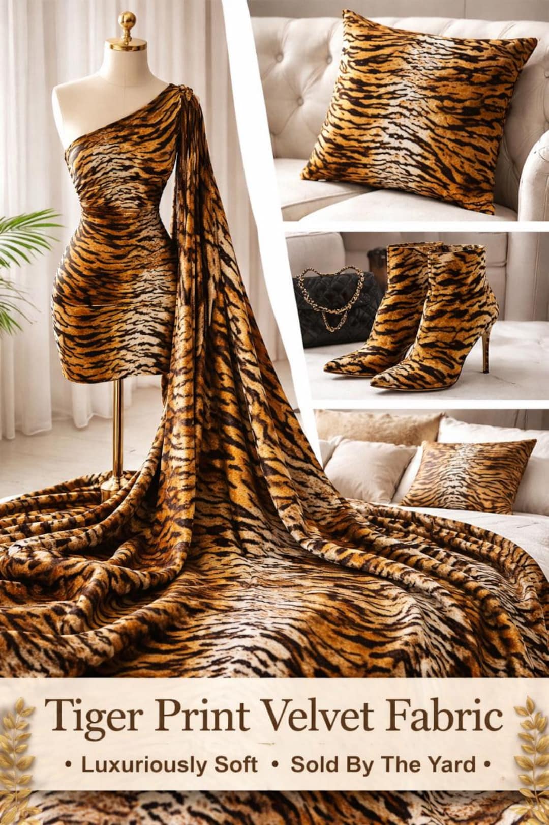Tiger Print Shaggy Velvet Fabric 60" Wide, Cosplay Fursuit Material - Etsy