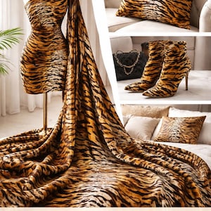 Tiger Print Shaggy Velvet Fabric 60" Wide, Cosplay Fursuit Material - Etsy