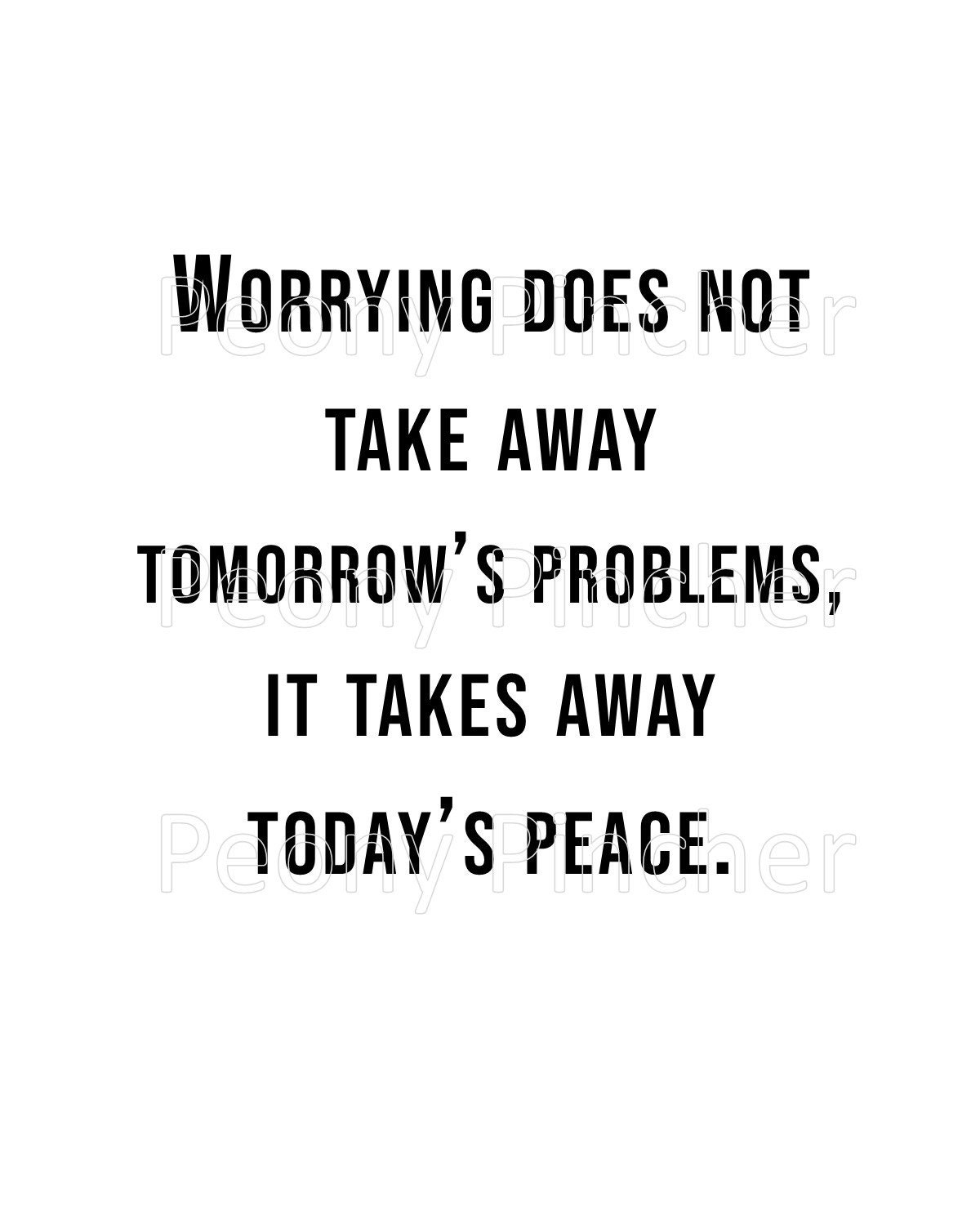 Worrying Quote, Inspirational Art, Home Office, Poster, Affirmation ...