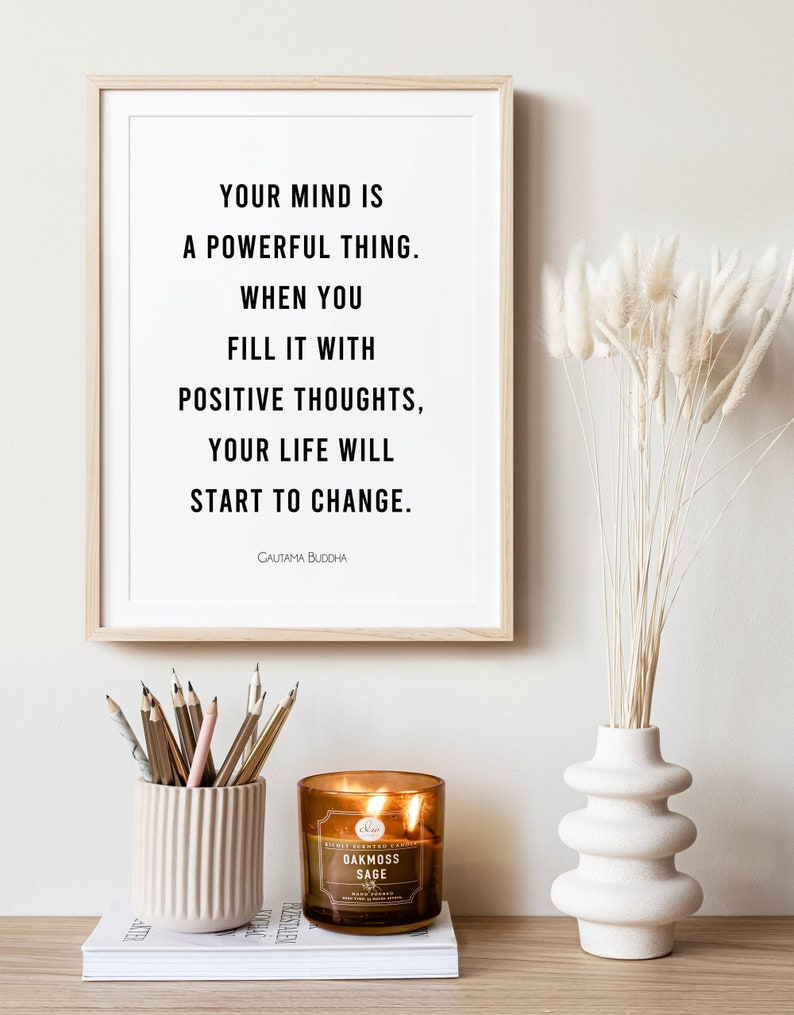 Buddha Quote Print, Powerful Mind, Inspirational Wall Art, Printable ...
