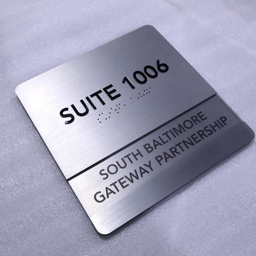 Custom Braille ADA Sign , Stainless Steel Suite Number Plaque, Tactile ...