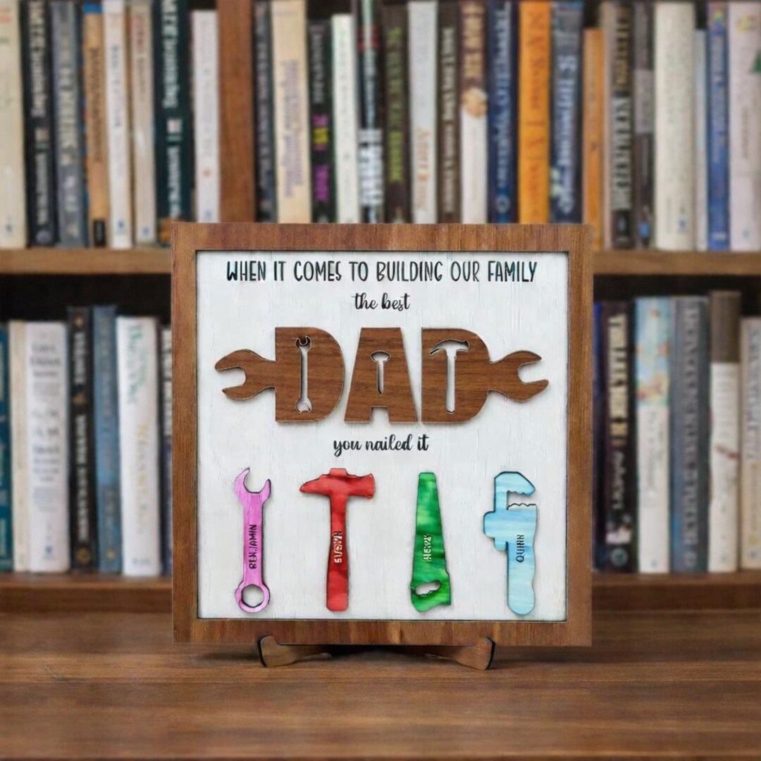 Personalized Best Dad You Nailed It Gift – Custom Kids Tool Names Wood ...