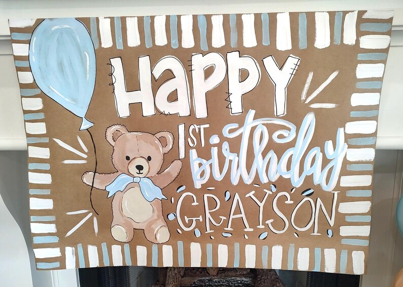 Hand Painted Custom Banner, Painted Birthday Banner, Painted Butcher ...