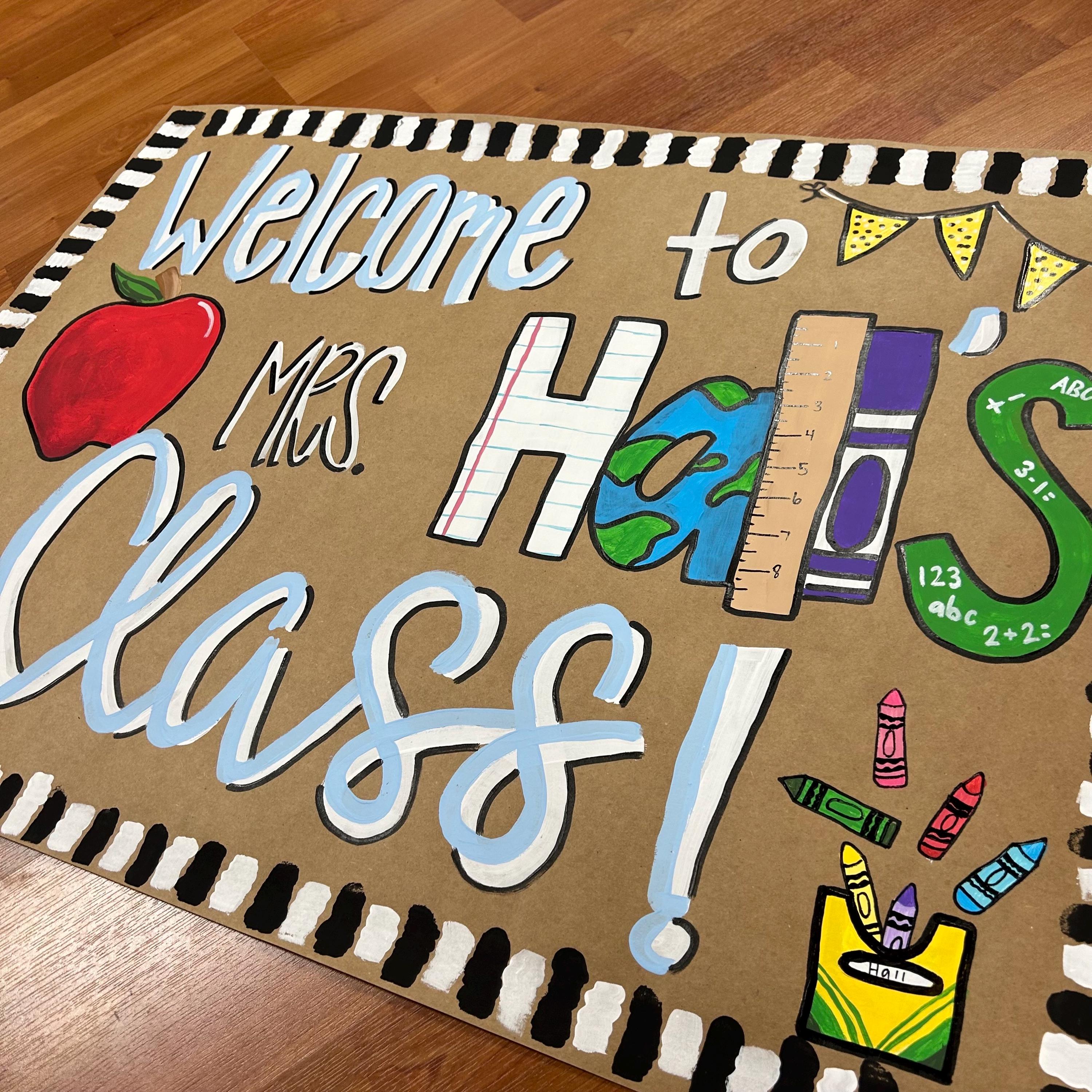 Hand Painted Custom Banner, Painted Teacher Banner, Painted Butcher ...