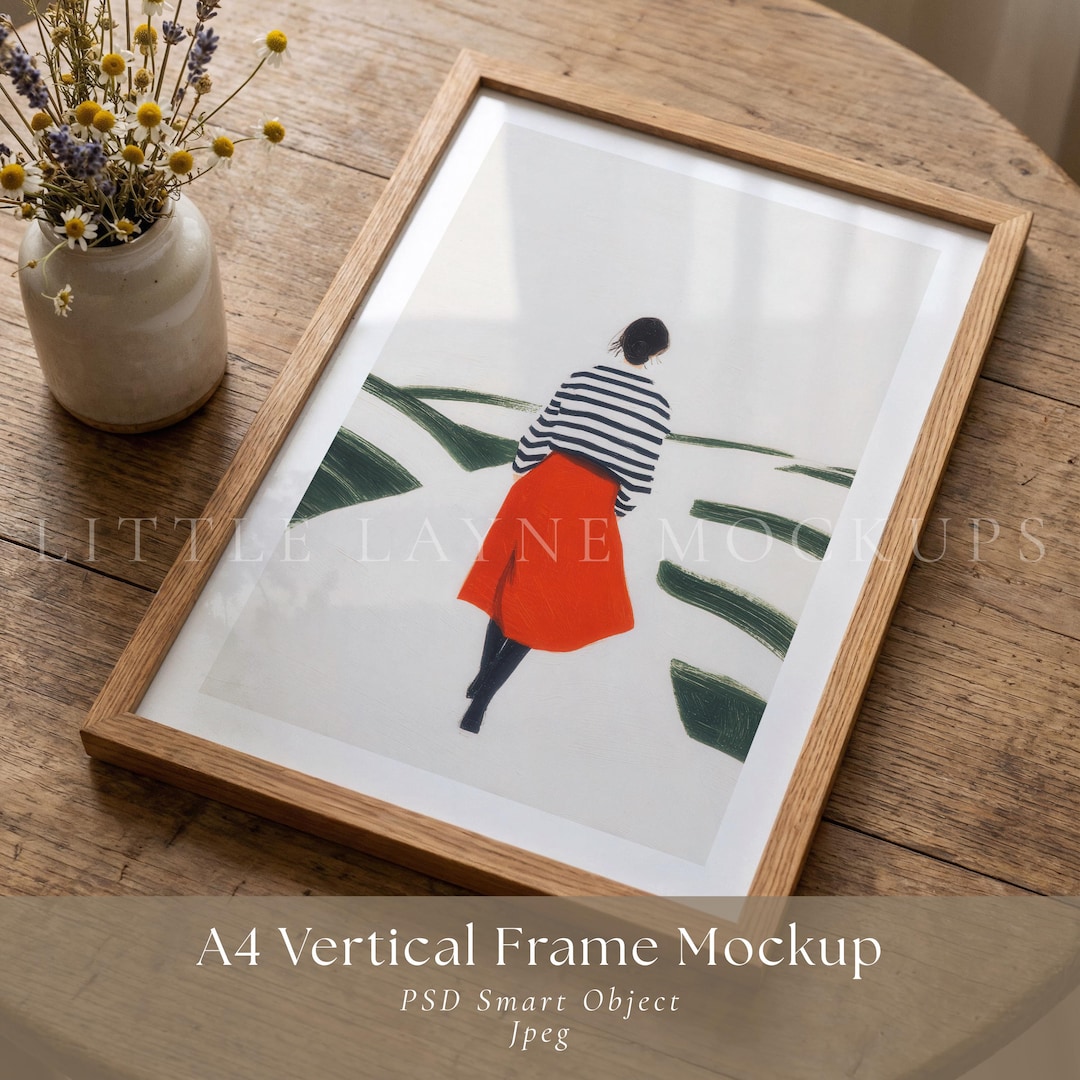 A4 Vertical Frame Mockup PSD, Realistic Wooden Frame Mockup, Wall Art ...