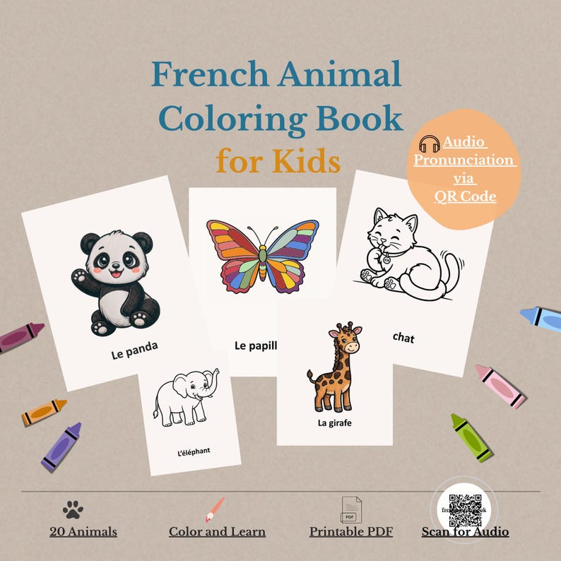 French Animal Coloring Book for Kids | Learn French Vocabulary With ...
