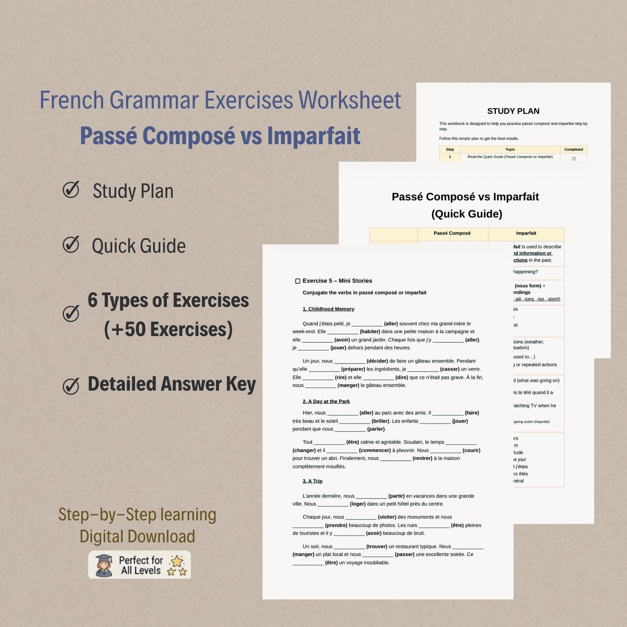 French Grammar Worksheet: Passé Composé Vs Imparfait Exercises (digital ...