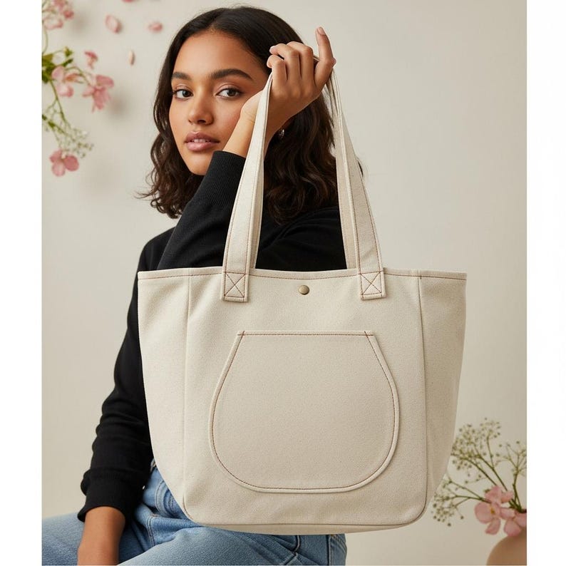 Pocket Tote Bag Sewing Pattern | Beginner-friendly DIY Tote (PDF ...