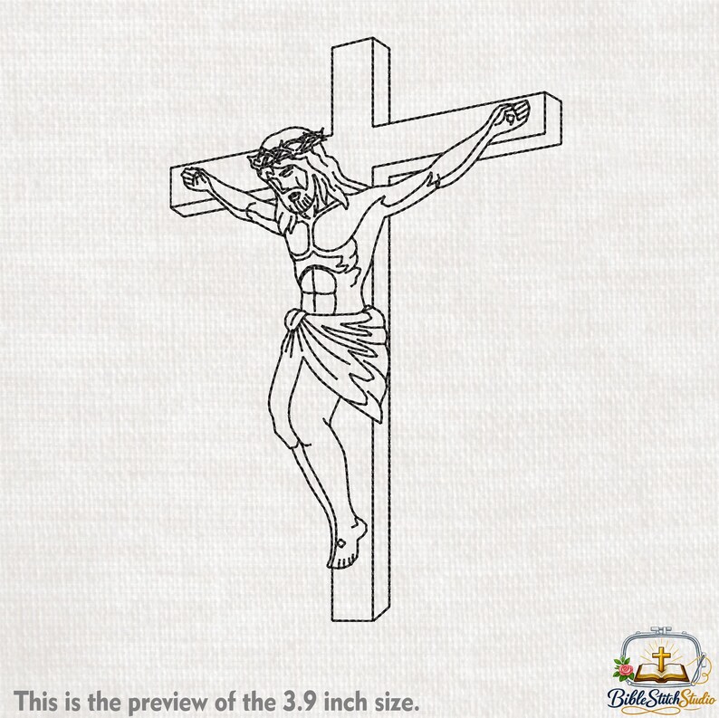 Outline Jesus Christ on Cross Embroidery Design (digital Download) for ...
