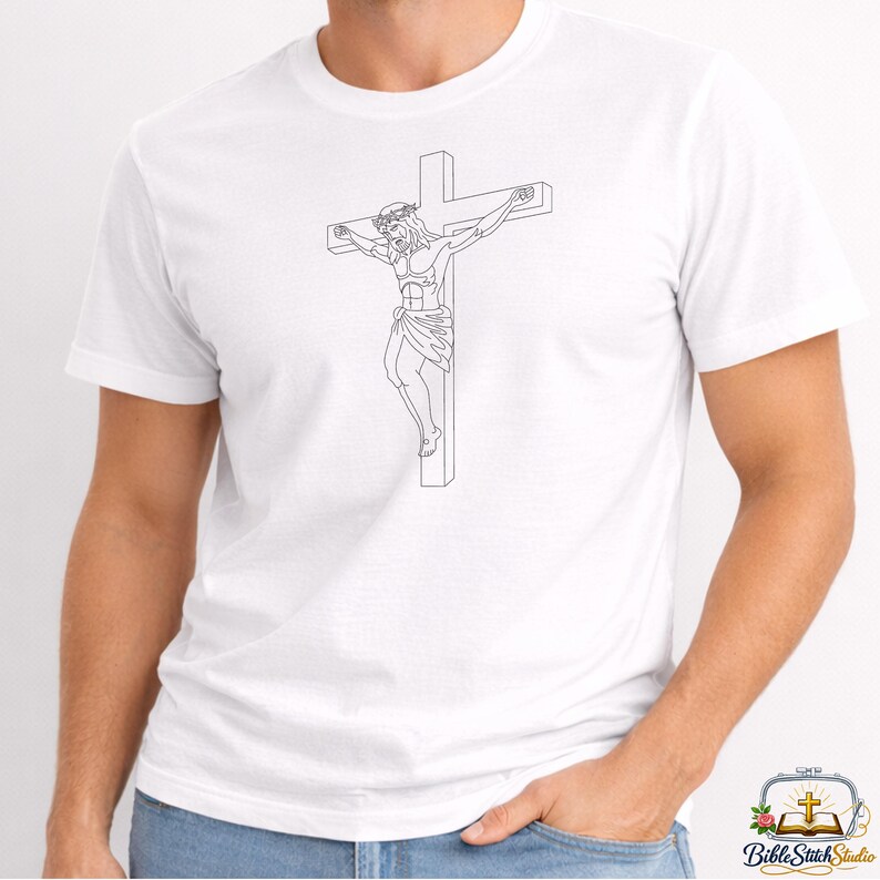 Outline Jesus Christ on Cross Embroidery Design (digital Download) for ...