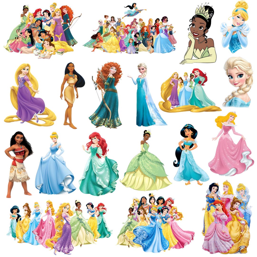 Princess PNG Cliparts Bundle, Princesses PNG Cartoon Sublimation ...